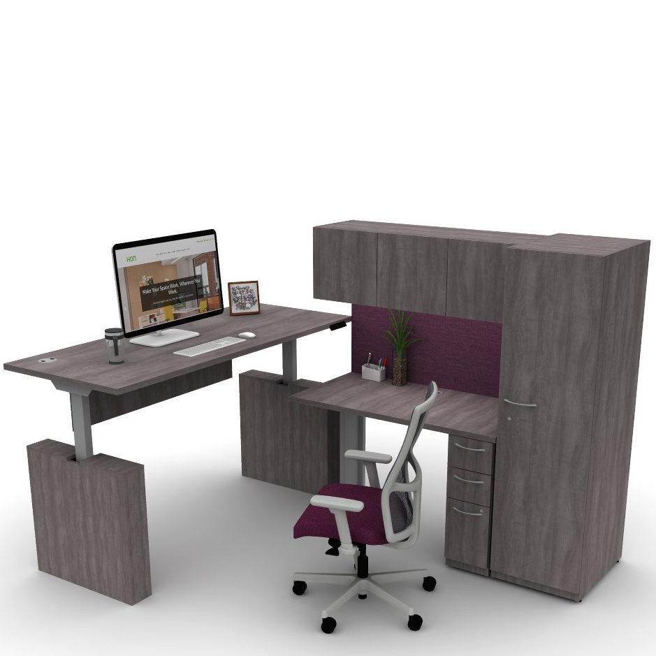 HON Concinnity Height Adjustable L shape Desk Office Furniture Warehouse